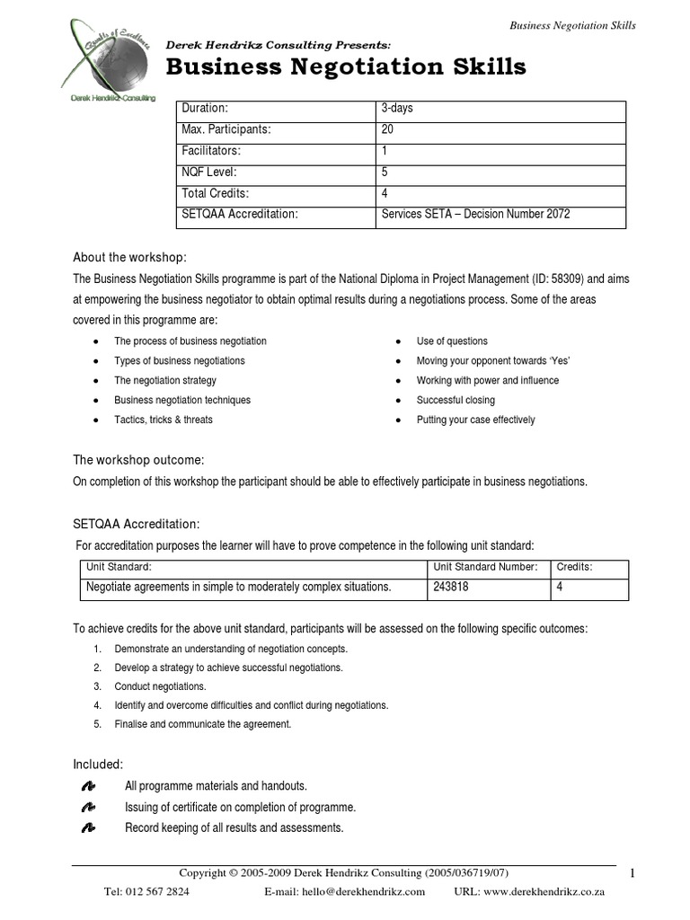 Business Negotiation Skills1 | PDF | Negotiation | Learning