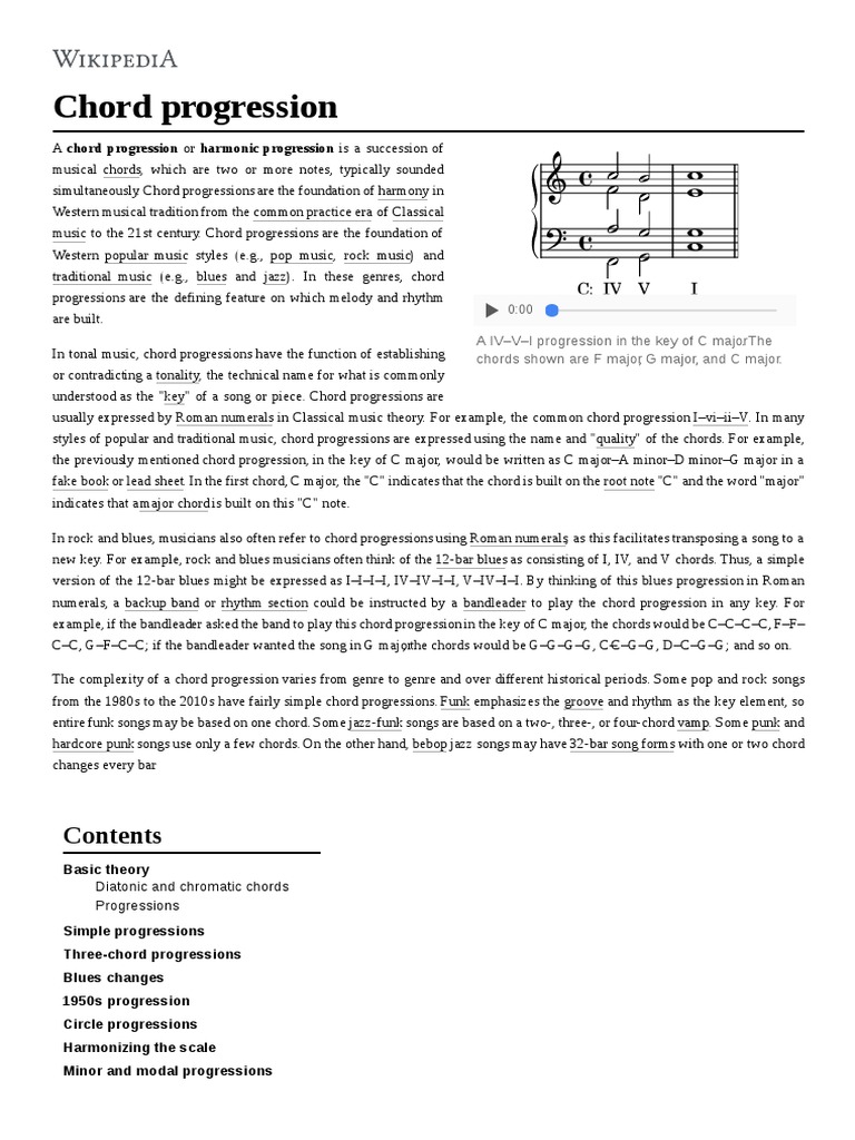 Chord Progression: A IV-V-I Progression in The Key of C Major. The ...