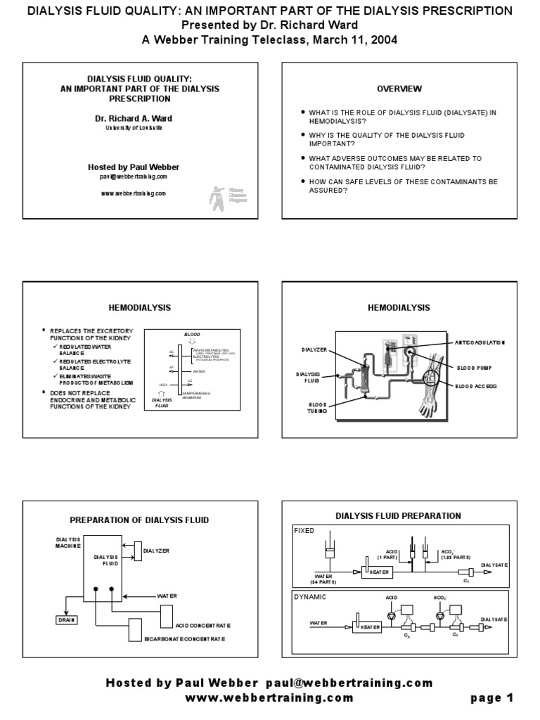 Dialysis Fluid Quality: An Important Part of The Dialysis Prescription ...