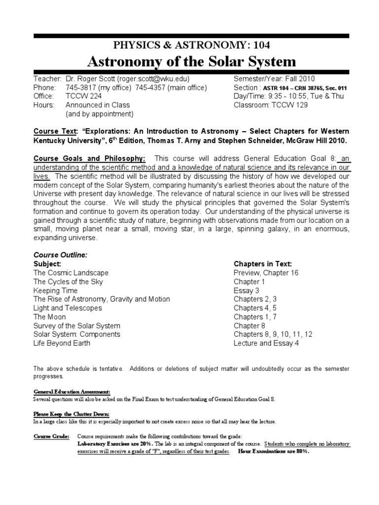 Syllabus | Download Free PDF | Astronomy | Test (Assessment)
