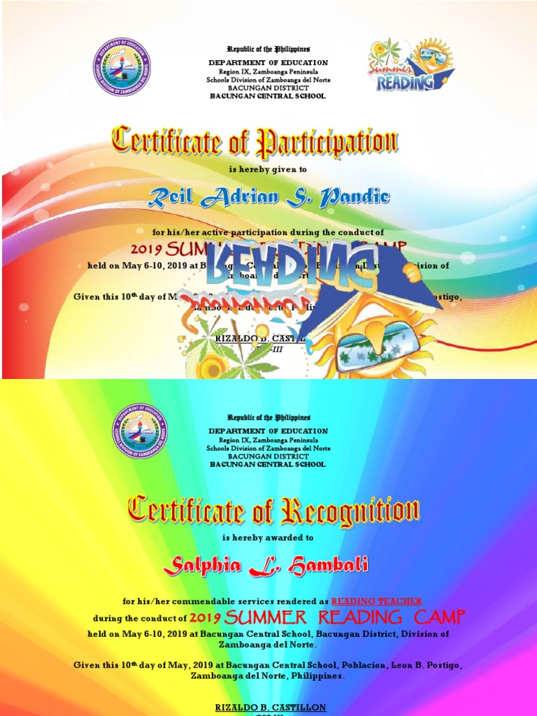 Summer Reading Certificate | PDF | Domestic Policy | Education Policy