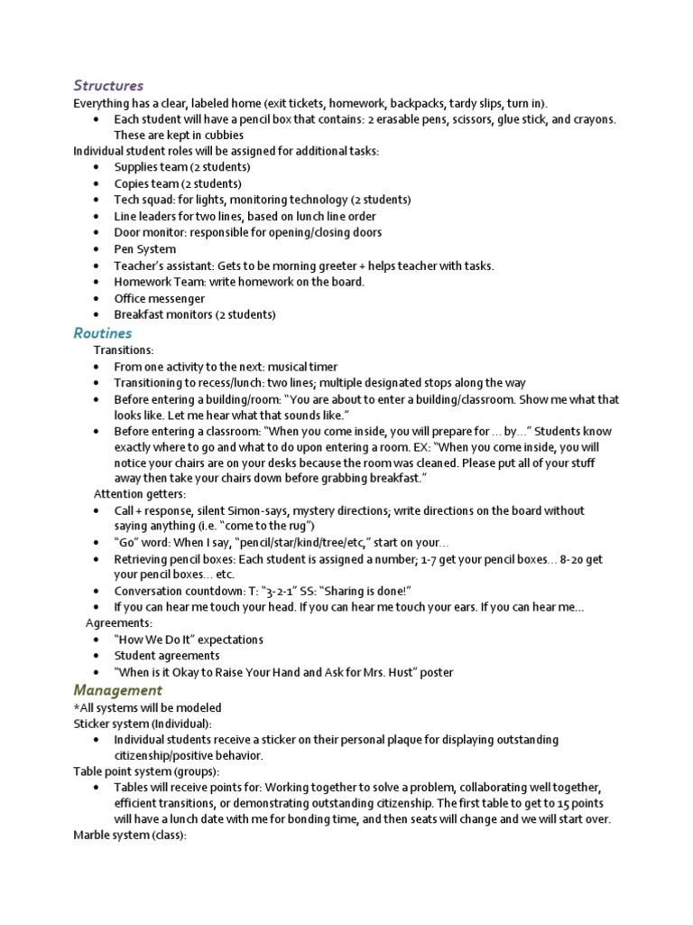 Structures: Routines | PDF | Classroom | Behavior Modification