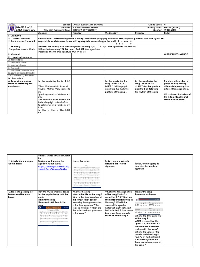 Mapeh Music | Rhythm | Teachers
