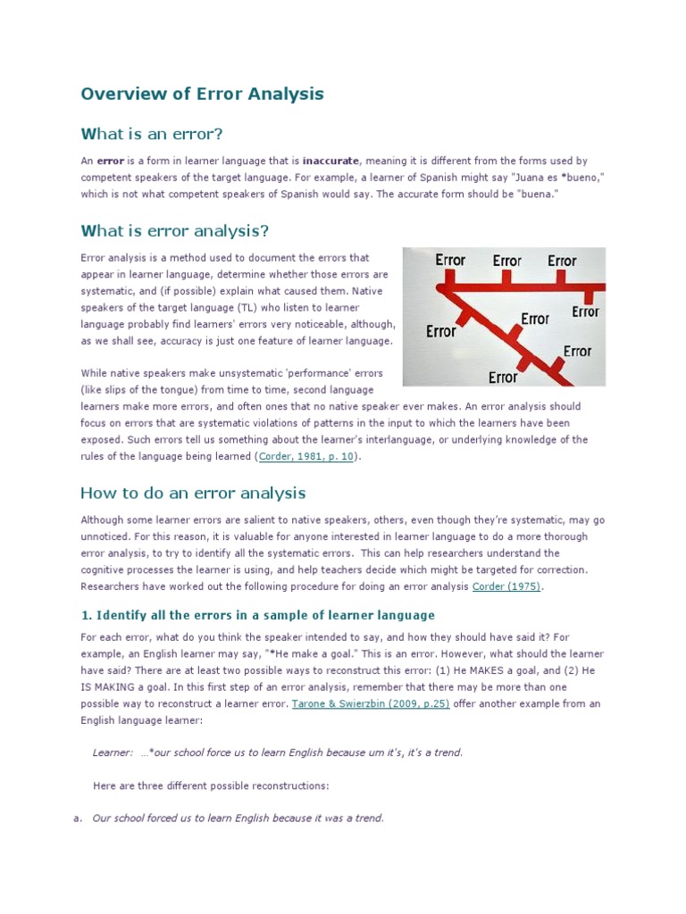 Overview of Error Analysis | PDF | Second Language | Second Language ...