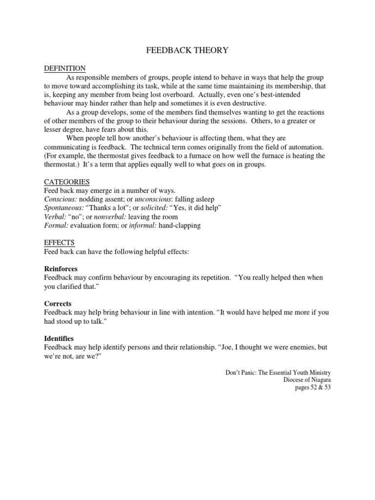 Feedback Theory | PDF | Feedback | Behavior
