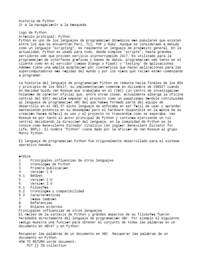 Python Historia | PDF | Python (lenguaje de programación) | Software libre