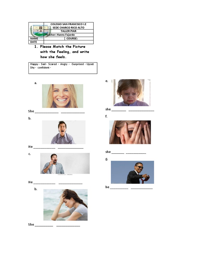 Emotion Matching Activity | PDF | Language Arts & Discipline | Foreign ...