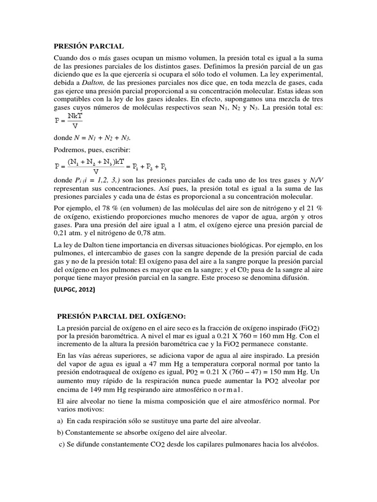 Presión Parcial y Oxígeno en Altura | PDF | Hipoxia (médica) | Pulmón