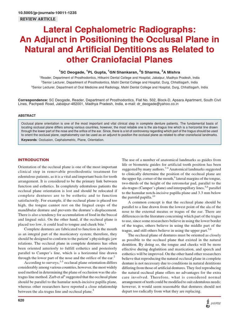 Lateral Cephalometric Radiographs: An Adjunct in Positioning The ...