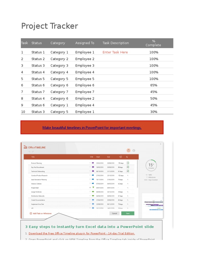 Excel Project Tracker | PDF | Microsoft Excel | Microsoft Power Point