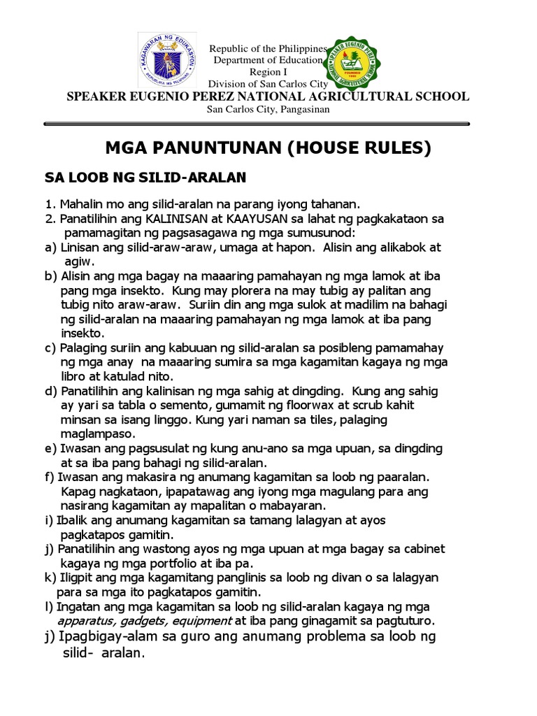 MGA PANUNTUNAN in 2 Pages EDITED | PDF