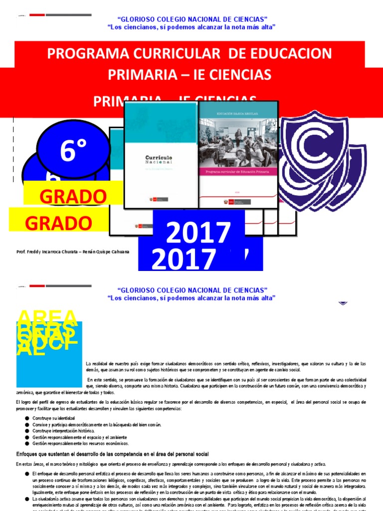 Programa Curricular de Primaria 6 Grado | Bienestar | Educación primaria