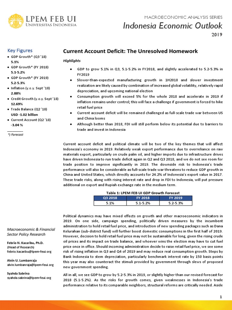 Indonesia Economic Outlook: Current Account Deficit: The Unresolved ...
