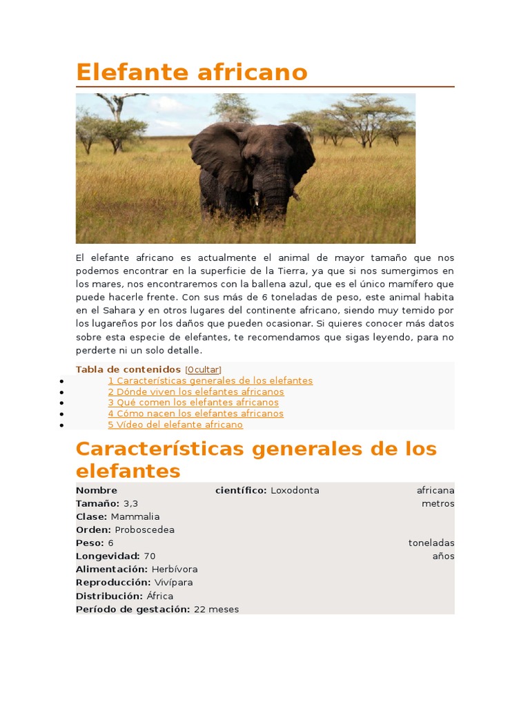 Elefante Africano y Asiatico | PDF | África | Organismos