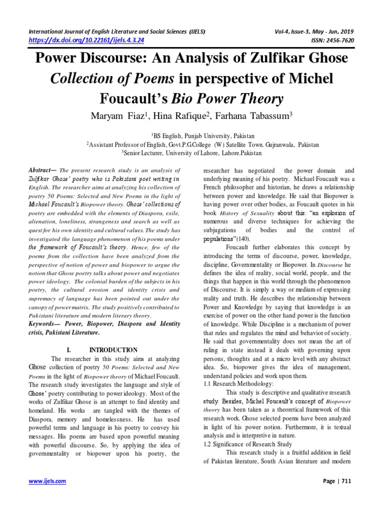 Power Discourse: Analysis of Zulfikar Ghose Collection of Poems in ...