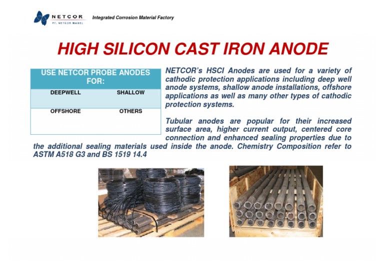 High Silicon Cast Iron Anode: Use Netcor Probe Anodes For | PDF ...