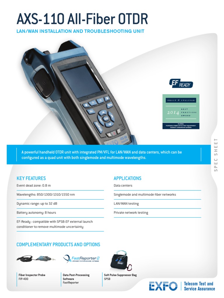 EXFO Spec-Sheet AXS-110 v3 en | PDF | Optical Fiber | Decibel