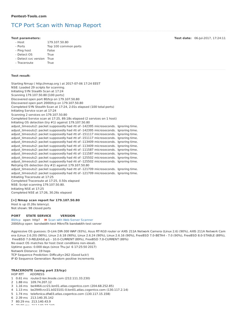 Tcp Port Scan With Nmap Pdf Transmission Control Protocol Port Computer Networking