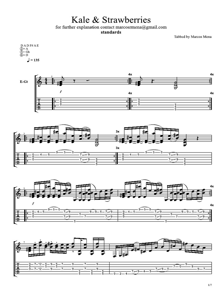 Standards Kale Strawberries Guitar Tab PDF | PDF