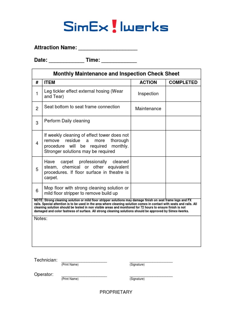 EKR - APP A Monthly Inspection Sheet | PDF