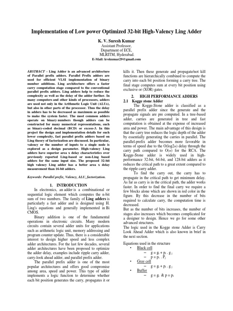 32-Bit Ling Adder | PDF | Computer Architecture | Computing