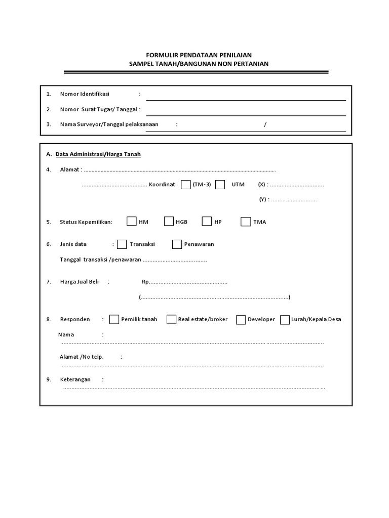 SOPI Penilaian Tanah 2018-1 - Form | PDF