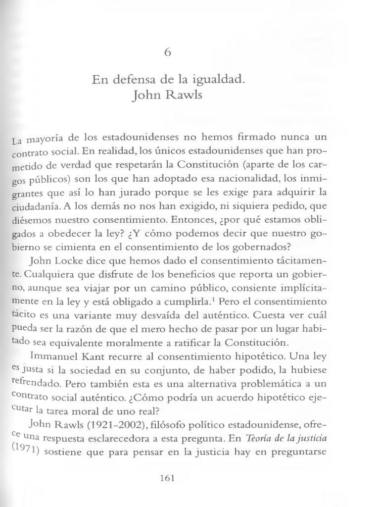 Sandel, M. - en Defensa de La Igualdad. John Rawls | PDF | John Rawls | Igualdad social