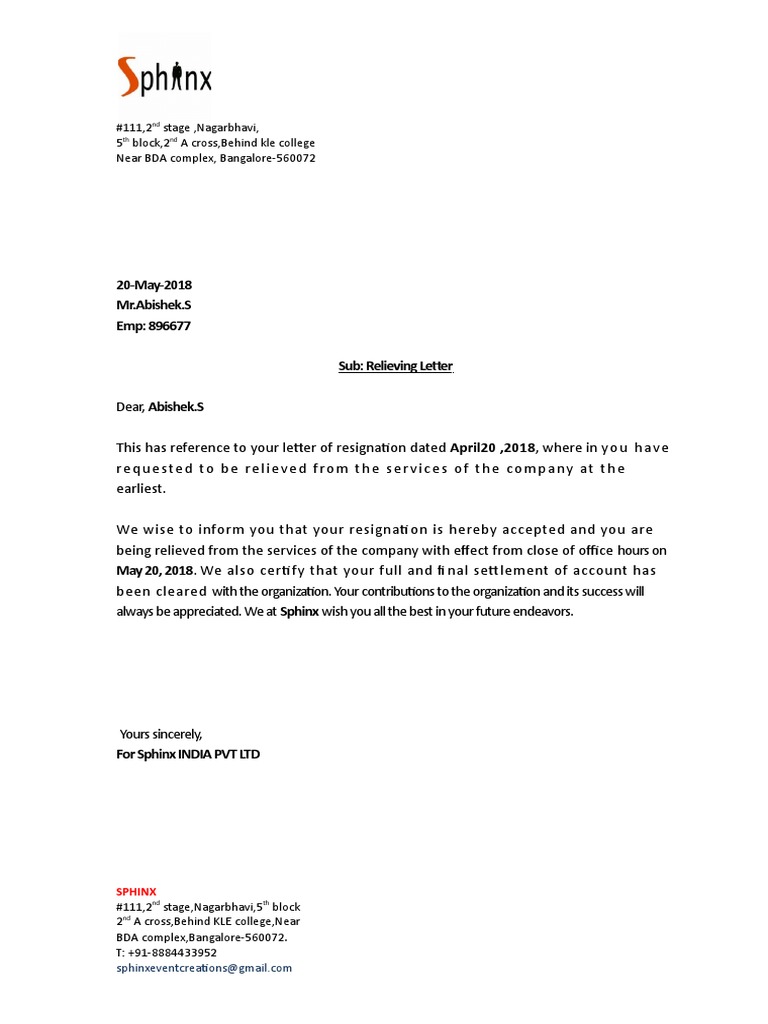 Reliving Letter | PDF