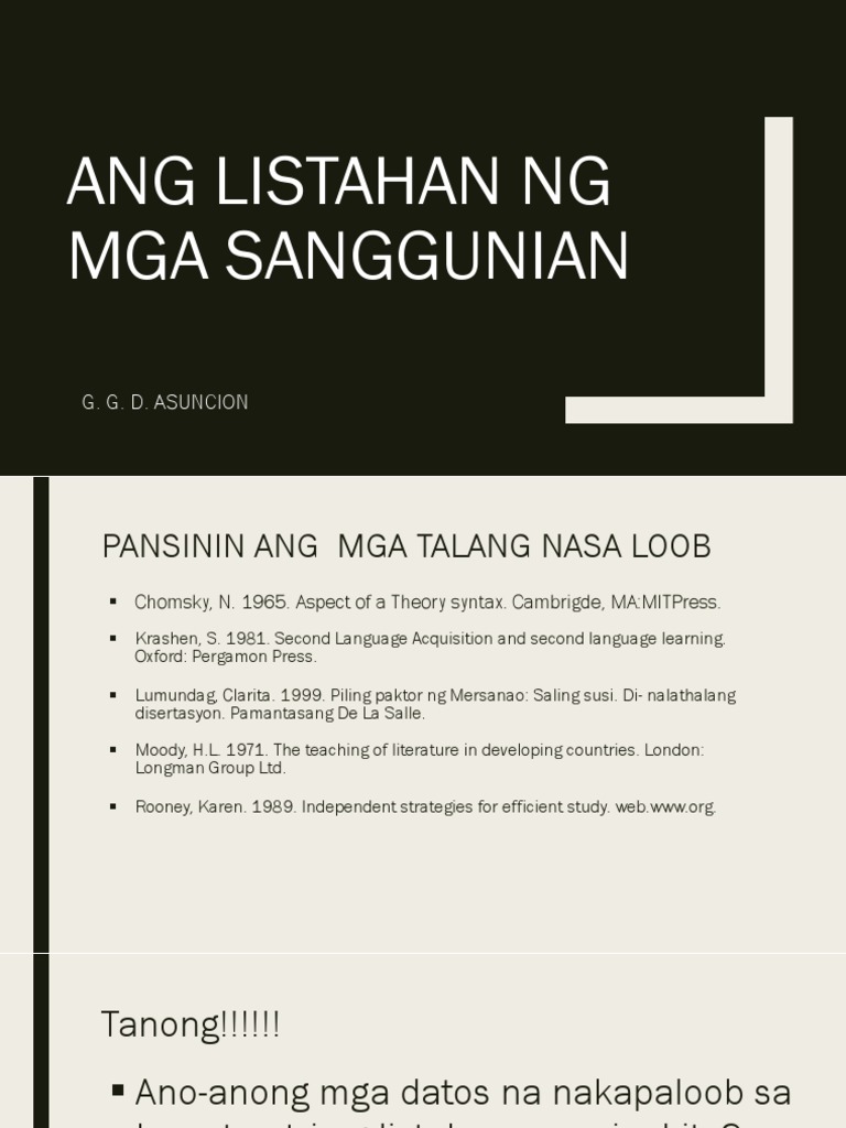 Ang Listahan NG Mga Sanggunian | PDF
