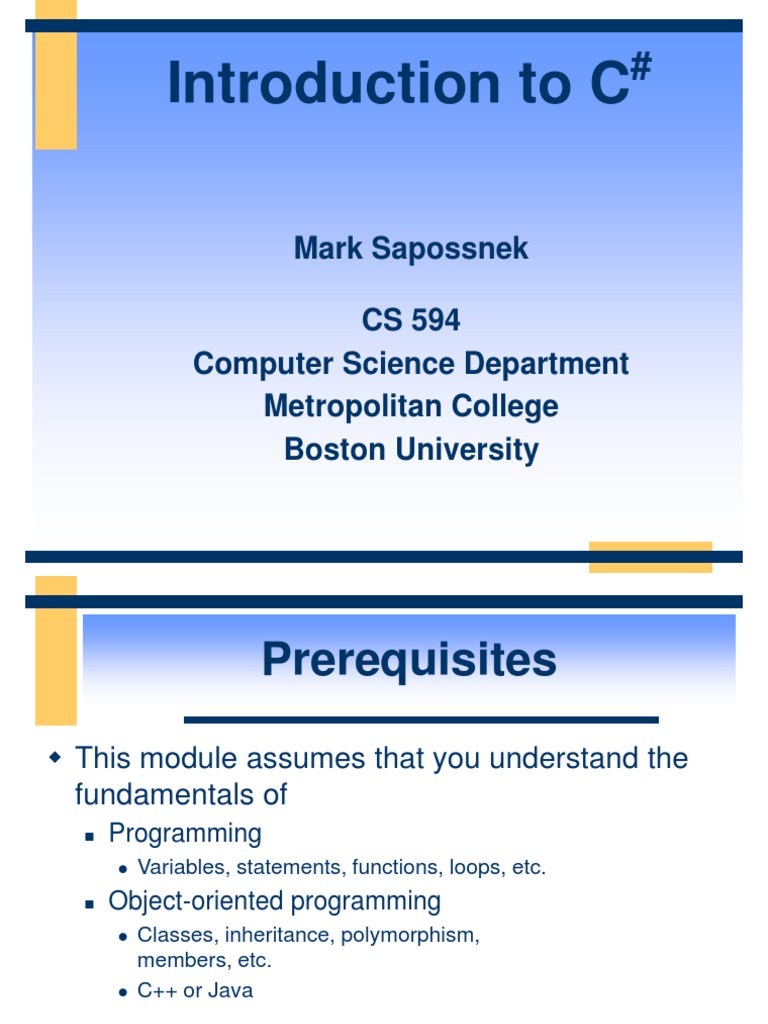 Introduction To C Sharp Pdf C Sharp Programming Language Class Computer Programming