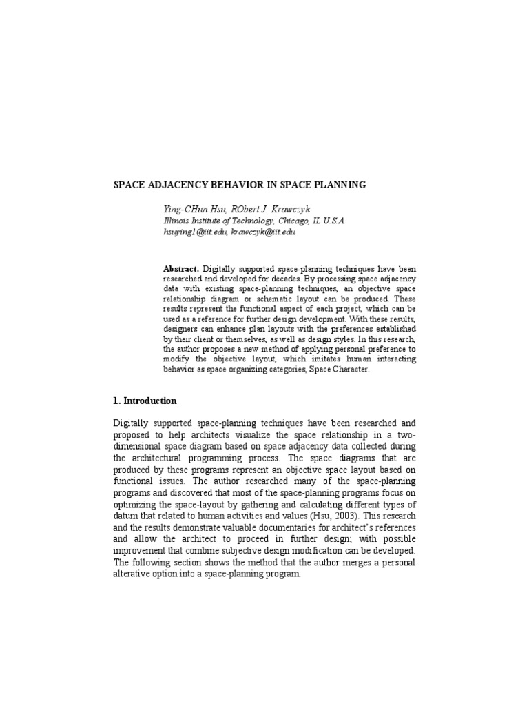 Space Adjacency Behavior in Space Planning | PDF | Space | Room