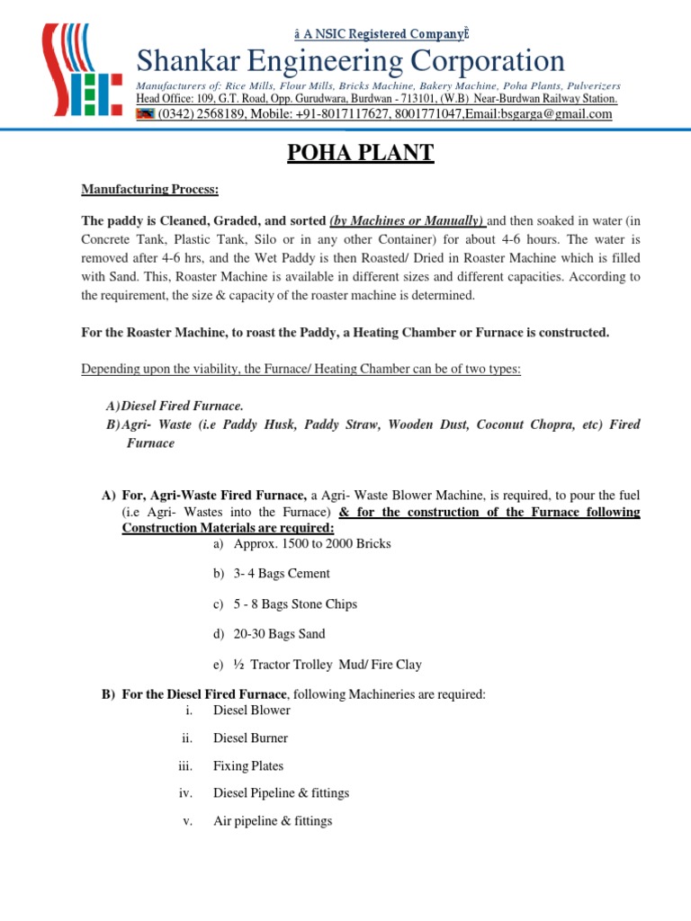 Sec - New Revised Details - Full Info - Poha Plant (2) - 1 | PDF ...