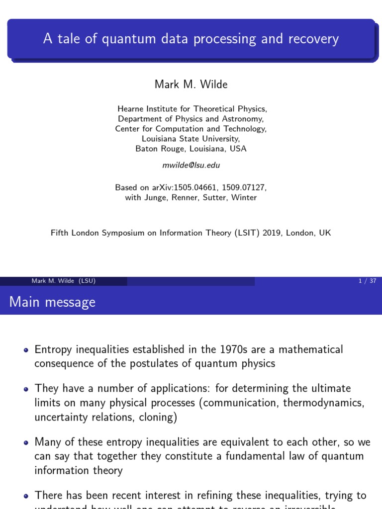 A Tale Of Quantum Data Processing And Recovery Pdf Scientific