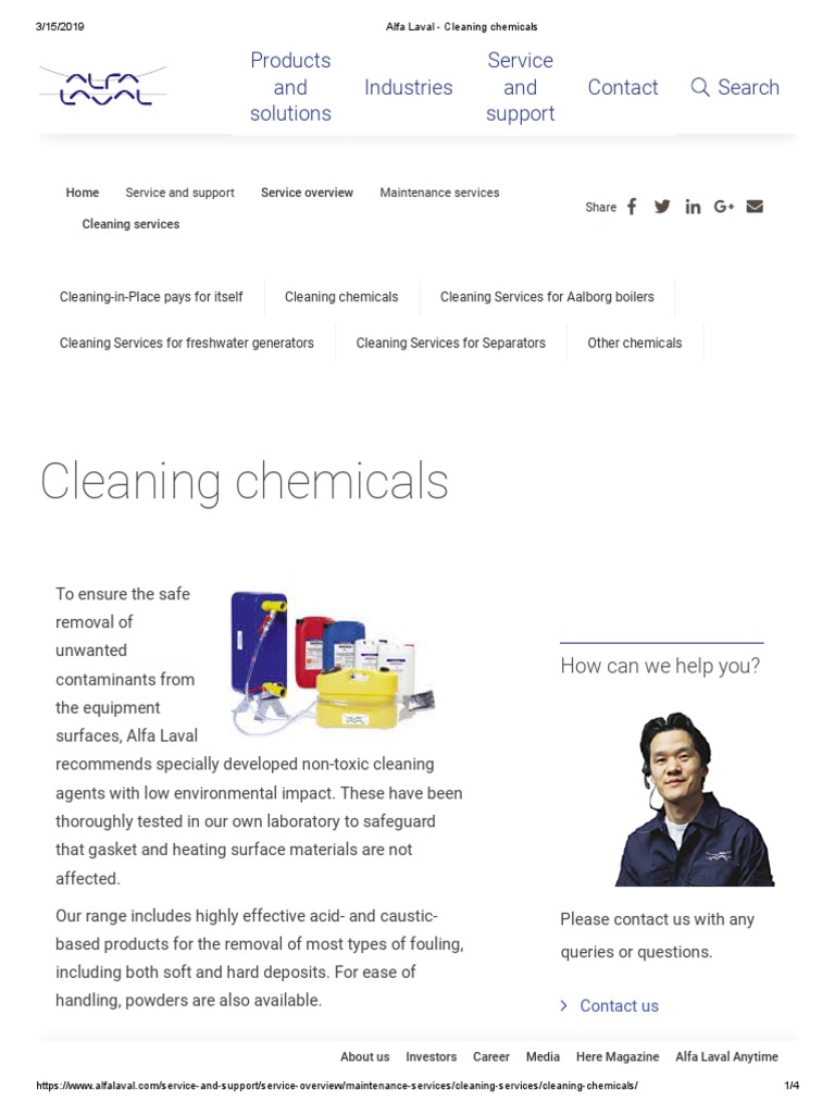 Alfa Laval - Cleaning Chemicals | PDF | Chemical Substances | Chemistry