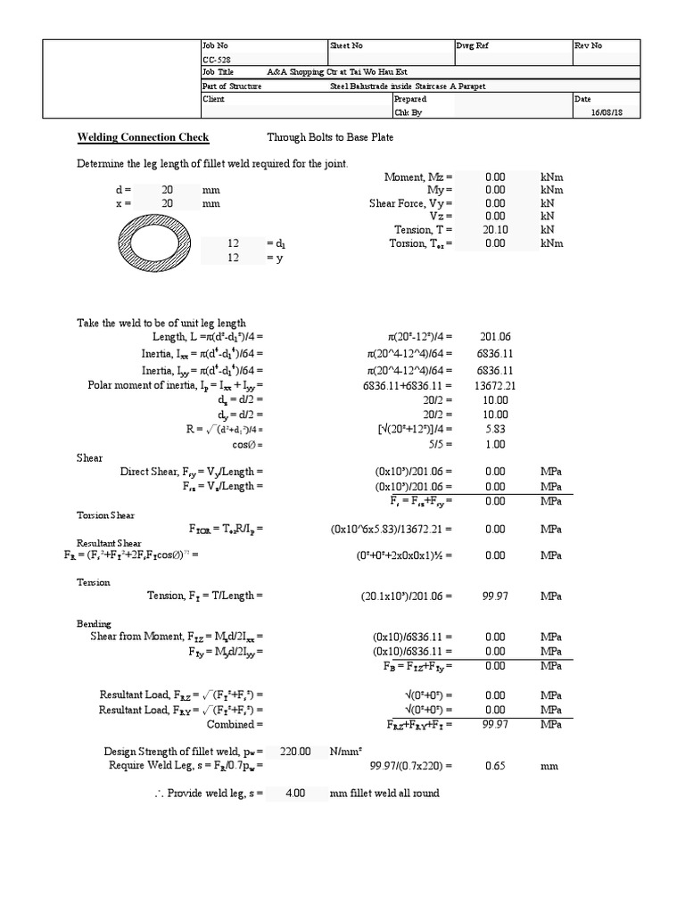 Fillet Weld Design for Base Plate | PDF | Metalworking | Steel