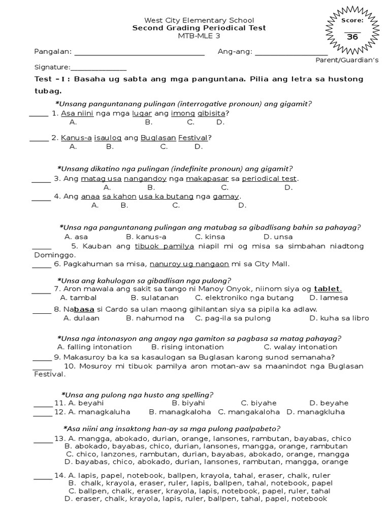 2nd Grading Periodical Test | PDF