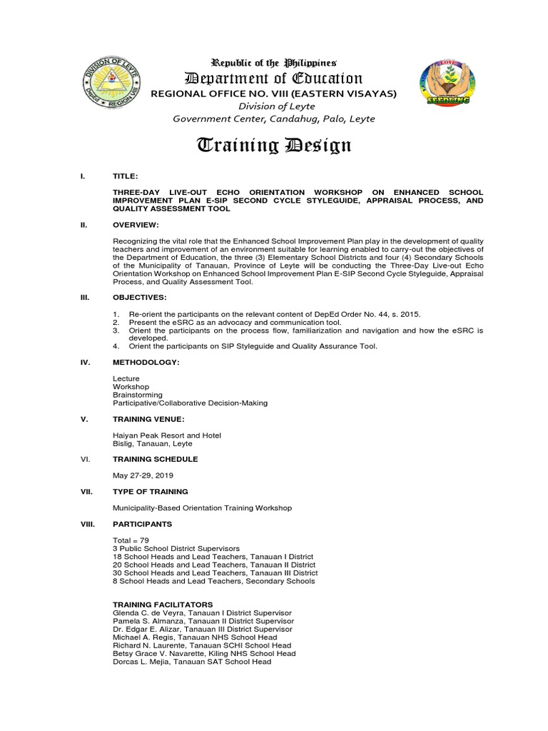 Training Design ESIP | PDF | Learning | Behavior Modification