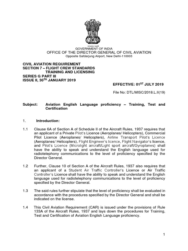 Aviation English Proficiency Requirements | PDF | Fluency | Test ...