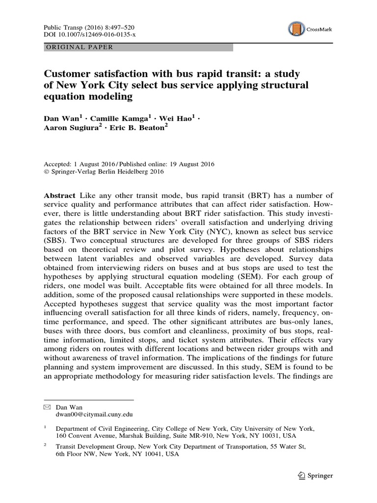 Customer Satisfaction With Bus | PDF | Structural Equation Modeling ...