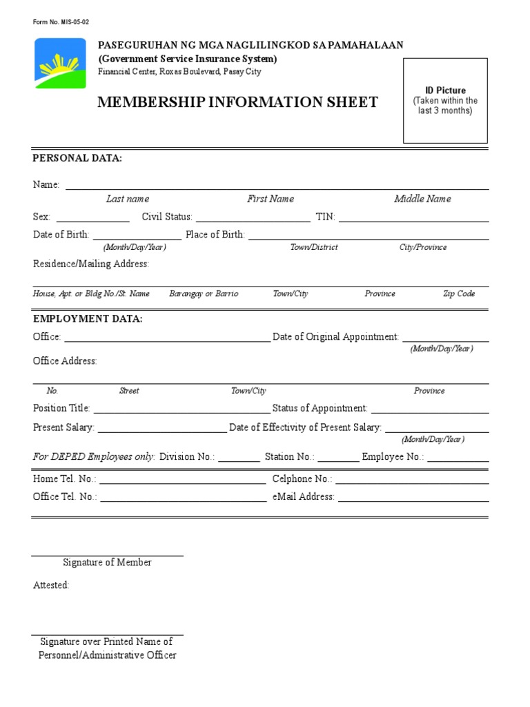 Members Information Sheet-New Logo | PDF | Government | Business