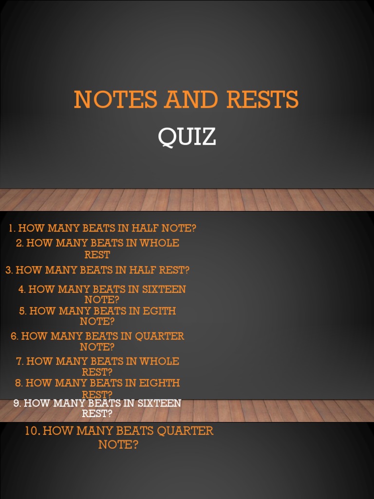 Notes and Rests QUIZ | PDF | Wellness