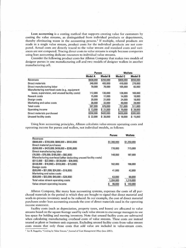 Lean Accounting Notes PDF | PDF