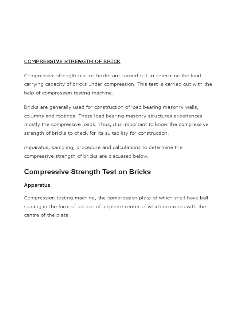 Compressive Strength of Bricks | PDF | Brick | Masonry