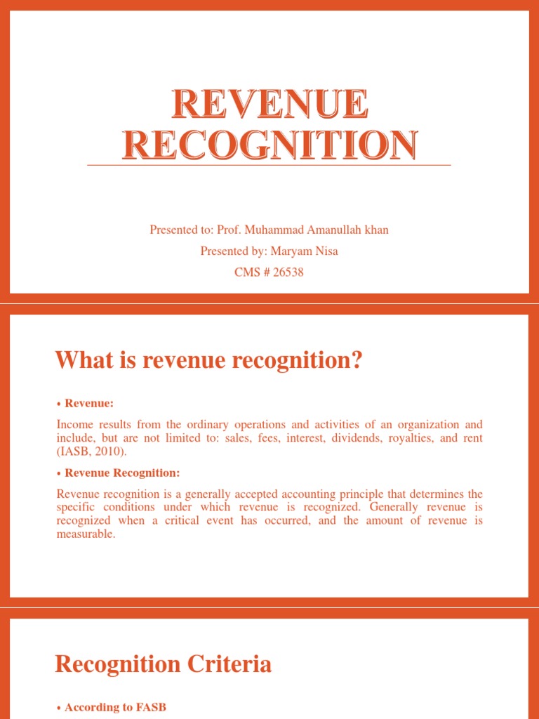 Revenue Recognition | PDF | Financial Accounting Standards Board ...