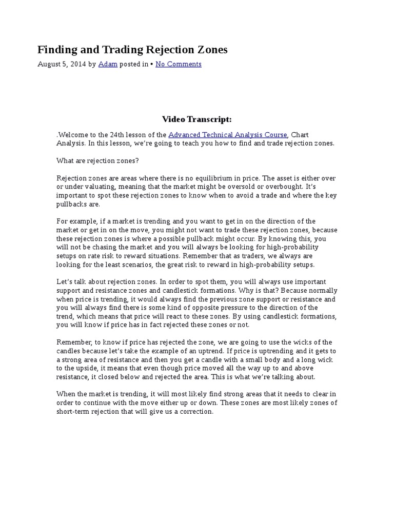 Finding and Trading Rejection Zones | Download Free PDF | Technical ...