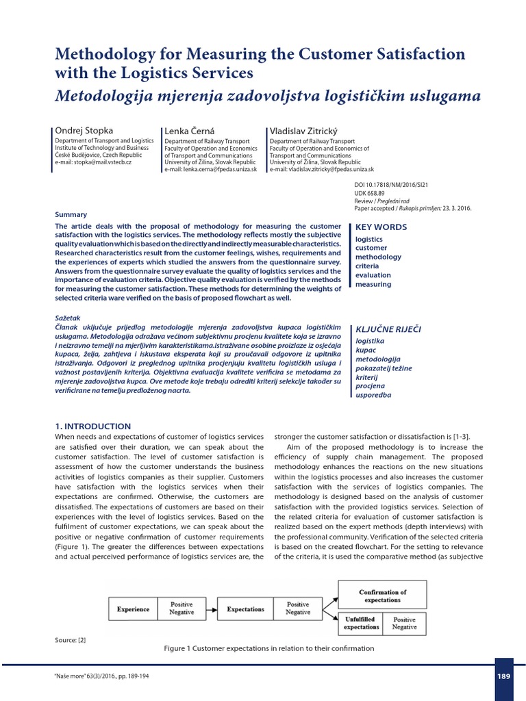 Methodology For Measuring The | PDF | Customer Satisfaction | Evaluation