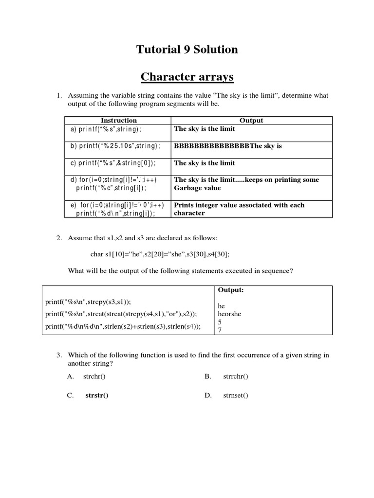 Tutorial 9 Solutions | Download Free PDF | String (Computer Science ...