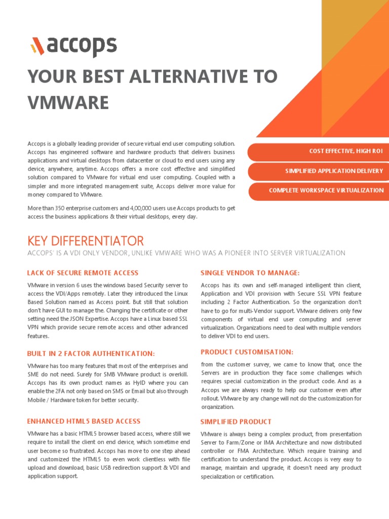 Accops VMware Comparison Brochure | PDF | Desktop Virtualization ...