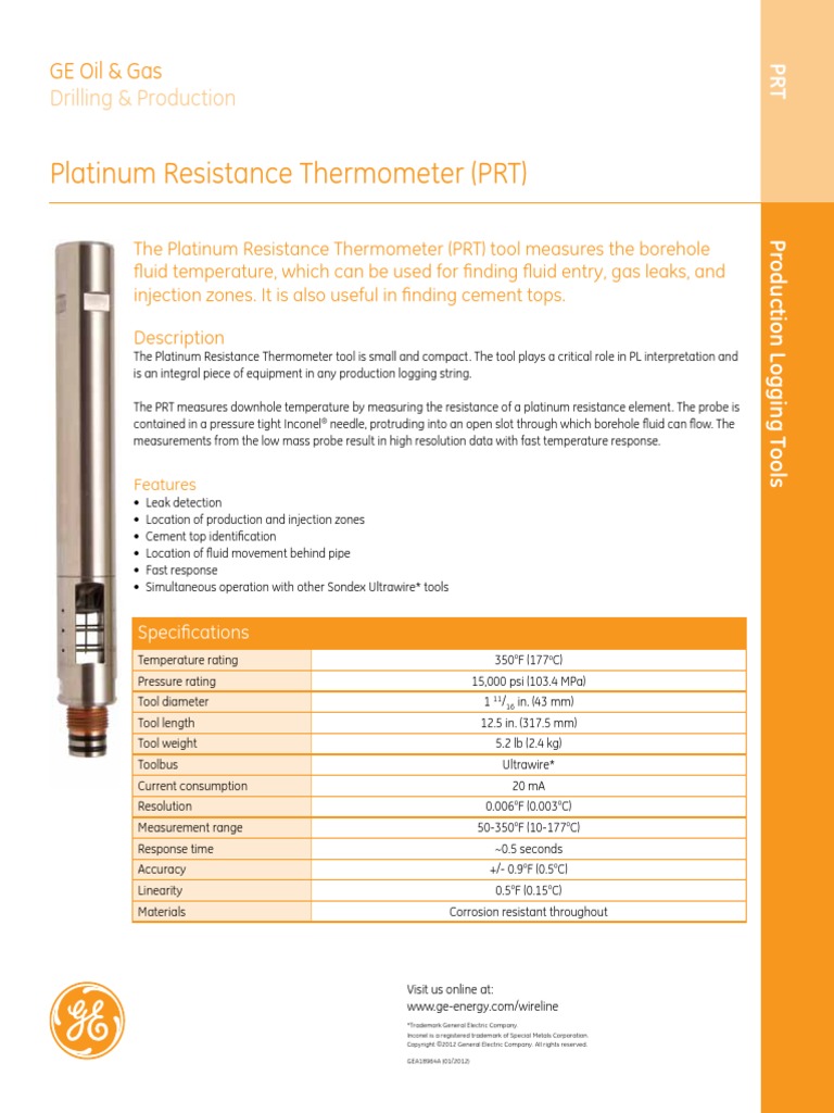 PRT Platinum Resistance Thermometer | PDF | Thermometer | Electrical ...