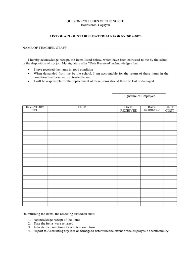 List of Accountable Materials | PDF